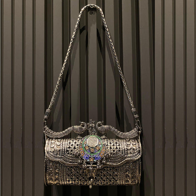 Silver Statement Purse Silver Handbag | Motifs India – Purse, Exquisite ...